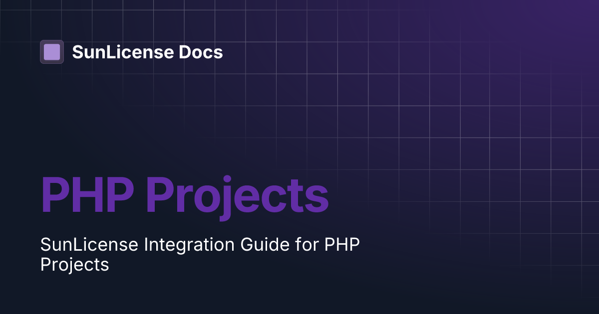PHP Projects | SunLicense Docs