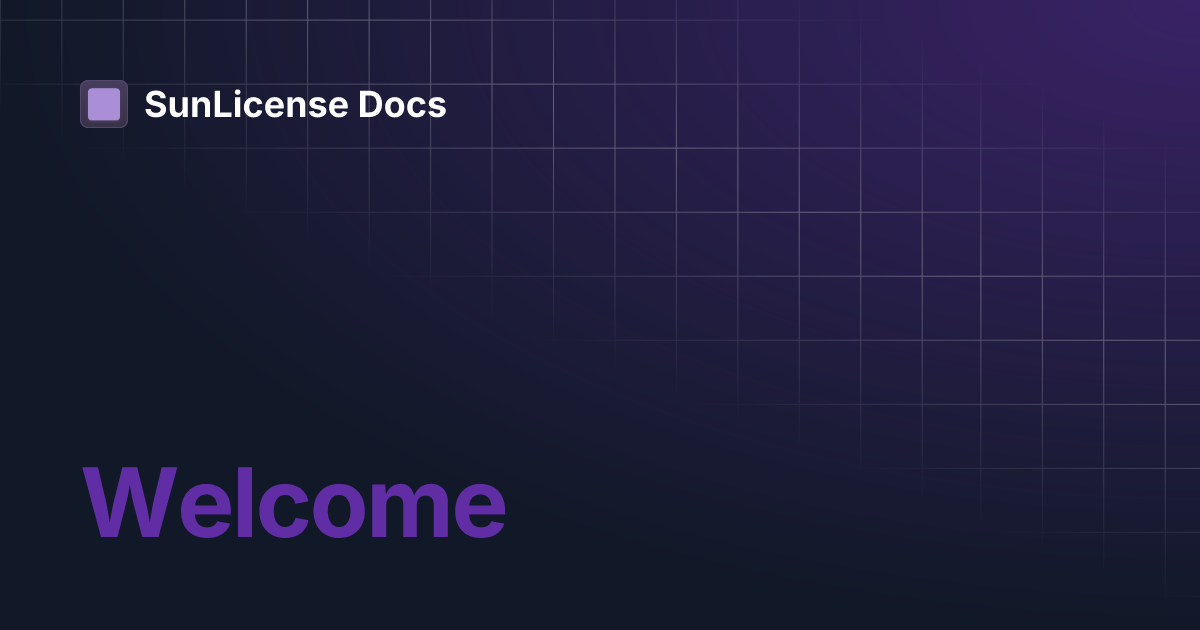 Welcome | SunLicense Docs